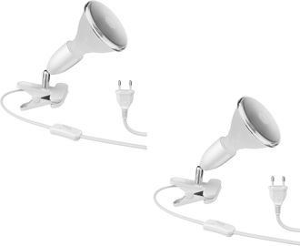 LEDs Com 2 Stück E27 Klemmleuchte LIK, weiß inkl. E27 PAR38 LED Reflektor-Lampe 1152lm warm-weiß