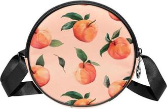 Generic Sac &agrave; bandouli&egrave;re Circle pour femme, petit sac &agrave; bandouli&egrave;re p&ecirc;che avec fermeture &eacute;clair, bretelles r&eacute;glables, sac &agrave; main rond d&eacute;contract&eacute; pour femmes