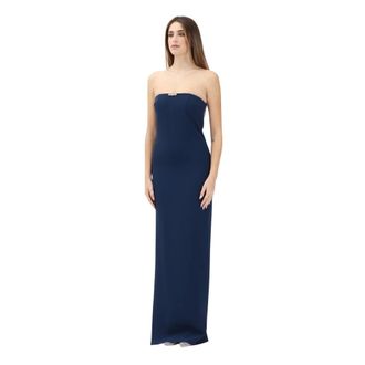 Elisabetta Franchi Femme, Robes, Bleu, Taille: 36 FR Robe Longue Bleue avec Strass