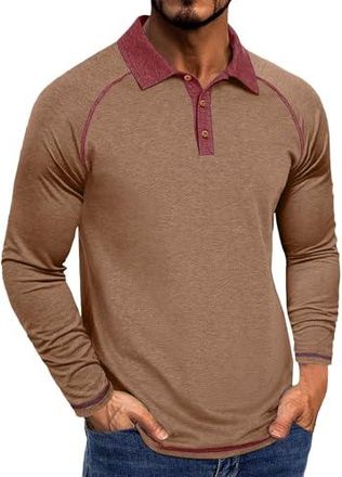 Generic Polo basique classique pour homme, coupe classique, v&ecirc;tement de travail d&eacute;contract&eacute;, chemise vintage, l&eacute;g&egrave;re et respirante, tunique de vacances, kaki,