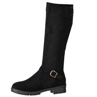 Generic Bottes longues &agrave; talon &eacute;pais pour femme - Style d&eacute;contract&eacute; - R&eacute;tro - Couleur unie - Fermeture &eacute;clair lat&eacute;rale - Antid&eacute;rapantes - Confortables - Pour 
