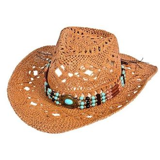 Generico Chapeau de Soleil Style Cowboy | Chapeau de Plage avec Protection UV,Accessoires de Mode Femme pour Plage Voyage Randonnée Camping Pique-Nique Activit