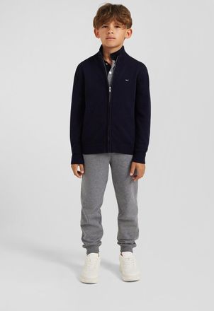 Eden Park Cardigan Zipp&eacute; &Agrave; Col Montant En Laine Et Coton Marine Coupe Regular