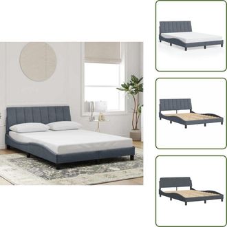 vidaXL Bettgestell ohne Matratze Dunkelgrau 140x200 cm Samt - Bettstellengestell - Doppelbett - Samtbettw&auml;sche - Boxspringbett - Kopfst&uuml;tzkissen