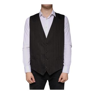 Dolce & Gabbana Schwarzes Formelles Westenkleid mit Logo - - Suits - Herren - Schwarzk - 3XL