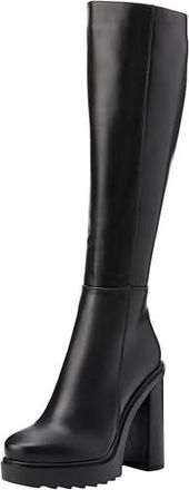 Lamoda Lamoda Femme Ambre Botte Haute Jusquau Genou, PU Noir, 41.5 EU