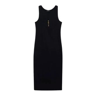 Anine Bing Baumwollkleid mit goldenen Kn&ouml;pfen - - Dresses - Damen - Schwarzk - L