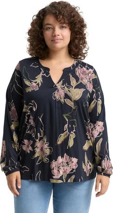 Tom Tailor Damen 1048372 Longsleeve T-Shirt, 38400-Big Flower Design, 48