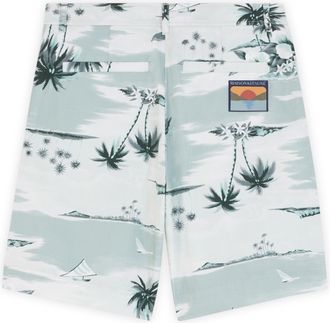 Maison Kitsun&eacute; Graphic-Print Board Bermuda Shorts - Blue