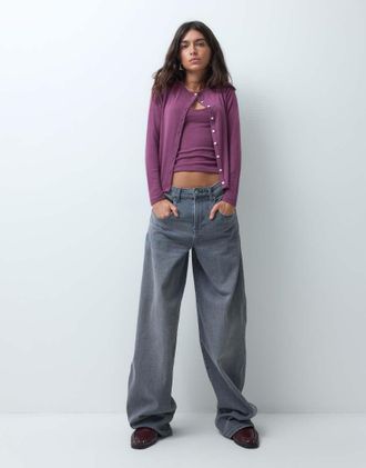 Abercrombie & Fitch 2-in-1-Cardigan und Camisole-Kombiteil in Berry-ROT