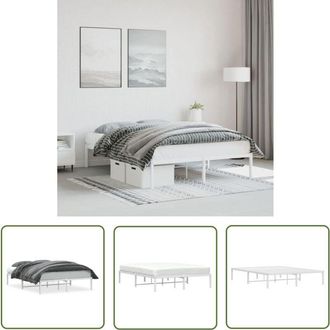 vidaXL The Living Store - Cadre de lit m&eacute;tal blanc 140x190 cm - Cadre De Lit - Lit Double - Lit Metal - Lit Blanc - Meuble Chambre