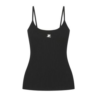 Courr&egrave;ges Femme, Tops, Noir, Taille: 40 FR Reedition Knit Tank Top