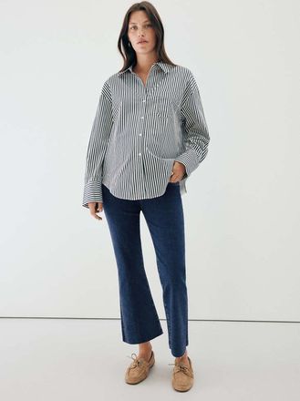 Mango Jean de grossesse flare crop bleu fonc&eacute; - Femme - 34 - MANGO