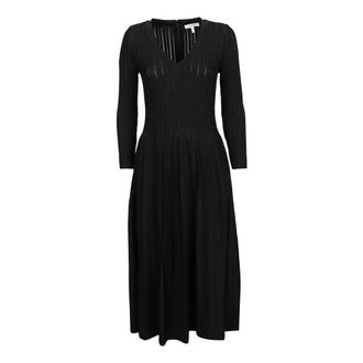 Casasola Pointelle Midi Kleid V-Ausschnitt - - Dresses - Damen - Schwarzk - XS
