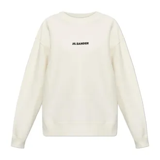Jil Sander Femme, Sweatshirts et sweats &agrave; capuche, Beige, Taille: 42 FR SweaT-shirt &agrave; logo imprim&eacute;