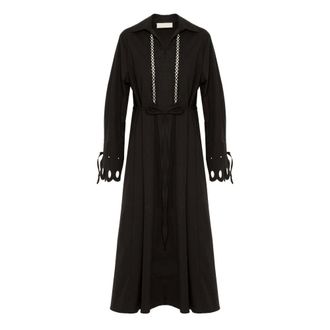 Beatrice .B Femme, Robes, Bleu, Taille: 42 FR Longue robe chemise avec d&eacute;tails brod&eacute;s et manches longues