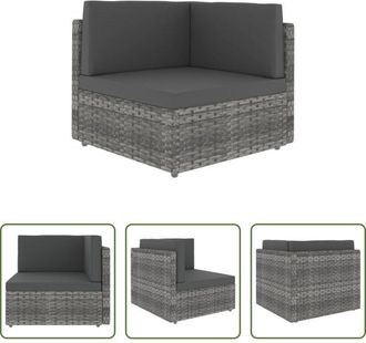 vidaXL Rattan-Ecksofa - Modulares Sofa-Eckteil Poly Rattan Grau