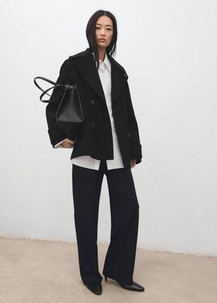 Mango Pantalon droit fines rayures bleu marine - Femme - XS - MANGO