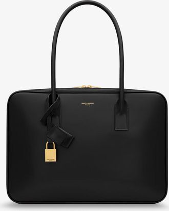 Saint Laurent Sac de Jour in Box leather handbag with metal padlock detail - SAINT LAURENT - gender_Woman