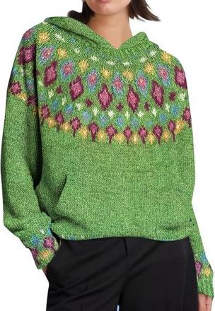 Generic Welt Shop V&ecirc;tements Tricot&eacute;s Chaud &Eacute;l&eacute;gant Imprim&eacute; Sweatshirts Mode avec &Eacute;paules Coud&eacute;es Pull avec Pull Color&eacute; Femme, kaki, XXL