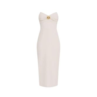 Elisabetta Franchi Wei&szlig;es- elegantes Midikleid mit Schleife - - Dresses - Damen - Beige - S