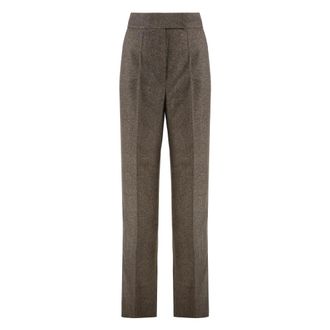 Max Mara Wollflanell-Hose mit weitem Bein - - Trousers - Damen - Braun - S