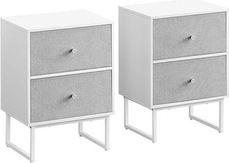 Vasagle Nachttisch, 2er Set, Beistelltisch mit Stauraum, 2 herausnehmbare Schubladen, Nachtschrank für Schlafzimmer, Wohnzimmer, wolkenweiß-Taubengrau LGS229W