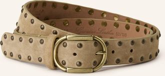 Reptiles House Lederg&uuml;rtel Mit Nieten beige