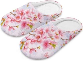 Coloranimal Pantoufles dint&eacute;rieur r&eacute;utilisables en coton pour femme - Pour chambre dinvit&eacute;s - Chaussures dint&eacute;rieur tendance &agrave; bout ferm&eacute;, Fleur de cerisier., 35.