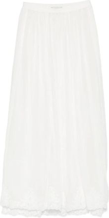 Forte_Forte Femme, Jupes, Blanc, Taille: 36 FR Jupe Maxi Orn&eacute;e de Dentelle