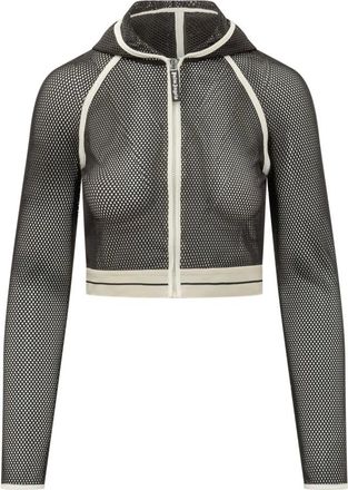Palm Angels Femme, Sport, Noir, Taille: 38 FR Logo Mesh Hooded Top