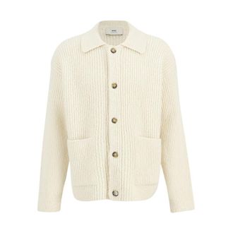 Ami Strickjacke mit Logo-Kn&ouml;pfen - - Knitwear - Herren - Beige - M