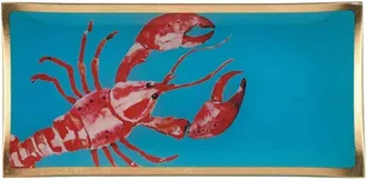 Gift Company Love Plates, Glasteller, L, Cote DAzur, Hummer, t&uuml;rkis/rot, 10x0,8x21cm