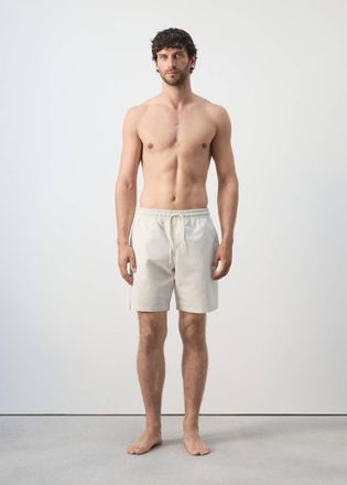 Mango Maillot de bain rayures seersucker beige - Homme - XS - MANGO MAN