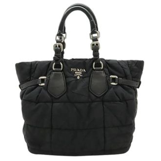 Prada Pre-owned Nylon Leder Logo Tote Bag Bn1583 - - Pre-owned - Damen - Schwarzk - ONE SIZE