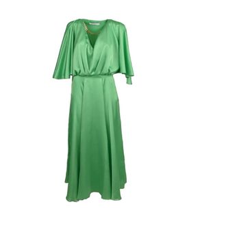 Simona Corsellini Femme, Robes, Vert, Taille: 38 FR Robe longue en satin avec cha&icirc;ne dor&eacute;e