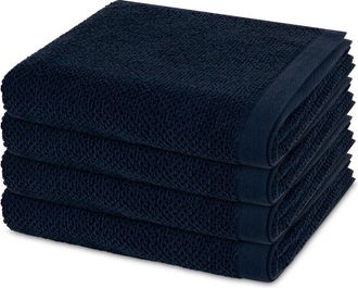 M&ouml;ve Bliss 4er Set Handt&uuml;cher 50x100 cm - Extra weiche Baumwolle mit Perlstruktur und Massageeffekt - Breiter Saum & Kordelaufh&auml;nger - Hautfreundlich, Stra