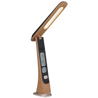 Globo Lighting Lampe de table lampe de bureau led variateur tactile usb-c horloge batterie aspect bois dor&eacute;