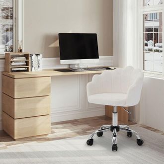 Woltu B&uuml;rostuhl Ergonomisch Schreibtischstuhl, Schminkstuhl mit Bl&uuml;tenblatt-R&uuml;ckenlehne, Drehstuhl H&ouml;henverstellbar, Homeoffice Stuhl mit Rollen
