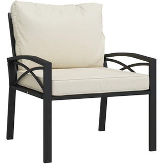 vidaXL Chaise de jardin avec coussins sable 68x76x79 cm acier - Vidaxl