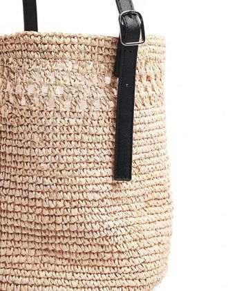NA-KD Sac seau en raphia naturel - Beige-Neutral