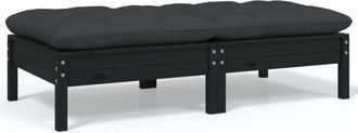vidaXL Gartensofa 2-Sitzer mit Kissen in Schwarz Massivholz Kiefer - Vidaxl