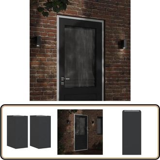 vidaXL Außenwandleuchten 2 Stk. Schwarz Aluminiumdruckguss - Außenleuchten - Wandleuchten - Gartenbeleuchtung - LED-Leuchte - Edelstahl