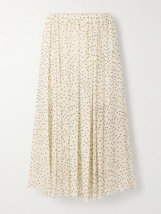 Magda Butrym Rock Aus Chiffon Aus Einer Seidenmischung Mit Punkten Und Raffung - Creme