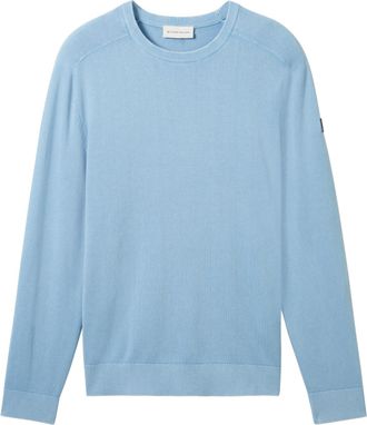 Tom Tailor Herren Strickpullover aus Baumwolle, 32245 - Washed Out Middle Blue, L