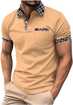 Generic Polo pour homme avec poche de poitrine, col boutonné et blocage des couleurs élégant - Parfait pour le travail et les occasions décontractées - Polo d