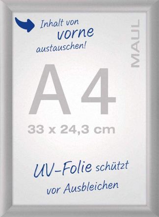 Maul Maul 6604408 Klapprahmen A4, Plakatrahmen Aluminium, 33 x 24,3 x 1,2 cm (HxBxT), 1 Stück