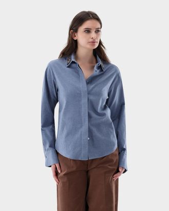 van Laack Flanellbluse mit Details am Kragen