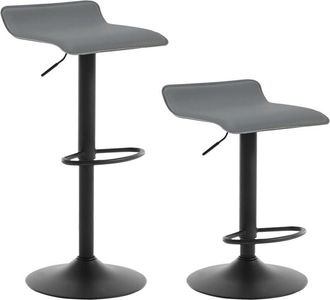Woltu Woltu - Lot de 2 Tabourets de Bar en Similicuir avec Repose-pieds réglable en Hauteur, capacité de charge: 100kg, Gris