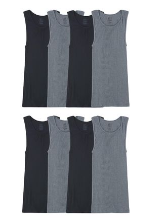 Fruit Of The Loom Herren Leichte Active Baumwollmischung Unterhemd, 8er-Pack, Schwarz/Grau, Klein
